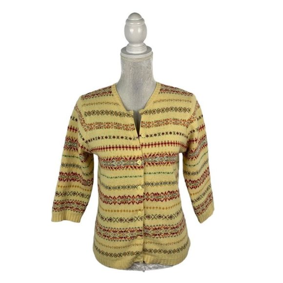 GAP | Sweaters | Gap Y2k Fair Isle Lambswool Cardigan Sweater Button Front 34 Sleeve Preppy M ...